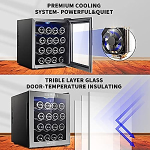 Old Canal 16 Bottles Wine Cooler Refrigerators/Freestanding Fridge, 51F-65F Digital Temperature Control