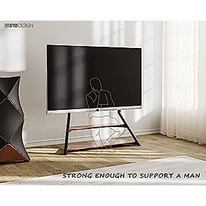 FITUEYES Design Corner Floor TV Stand for 75-100 Inch TV LCD LED Flat Curved TVs Heavy Duty TV Mount with Large Storage Wood Shelf Modern Entertainment Center, Up to 187 lbs, Eiffel Series