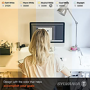 SYLVANIA LED A19 Light Bulb, 75W Equivalent, Efficient 12W, Frosted Finish, 1100 Lumens, Bright White - 4 Pack (78099)