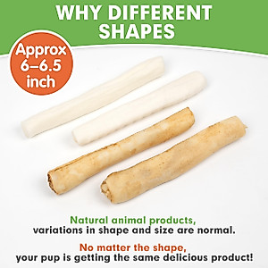 MON2SUN Dog Rawhide Rolls Twist Sticks 6.5 Inch Dog Chew Treats Natural Flavor 60 Count for Puppy and Small Dogs