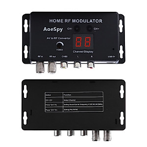 AoeSpy RF Modulator, RCA CVBS in Coaxial out Converter, UHF Demodulator, Channel Switch, NTSC & PAL, 14 Ch, for PS2 PS3 PS4 Nintendo Switch, Cable Box, HD TV, AV Component Video Source, Old TVs