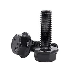 binifiMux 10pcs M8 x 25mm Flanged Hex Head Bolts Flange Hexagon Screws, Full Thread, Grade 10.9 Alloy Steel, Black Oxide Finish,