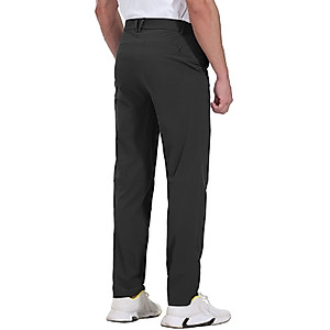 Rdruko Men's Stretch Golf Pants Quick Dry Lightweight Casual Dress Pants with Pockets(Black,US 34)