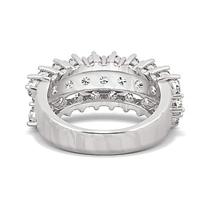 White Gold 3.0mm Moissanite by Charles & Colvard Round Three-Row Band Size 7 3.00cttw DEW