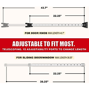 Door Security Bar, SecurityMan Heavy Duty 2-in-1 Door Stoppers Security Bar and Sliding Door Lock Bar (2 Pack) - Perfect Adjustable Door Jammer Door Stopper for Home, Hotel, and Apartment Security