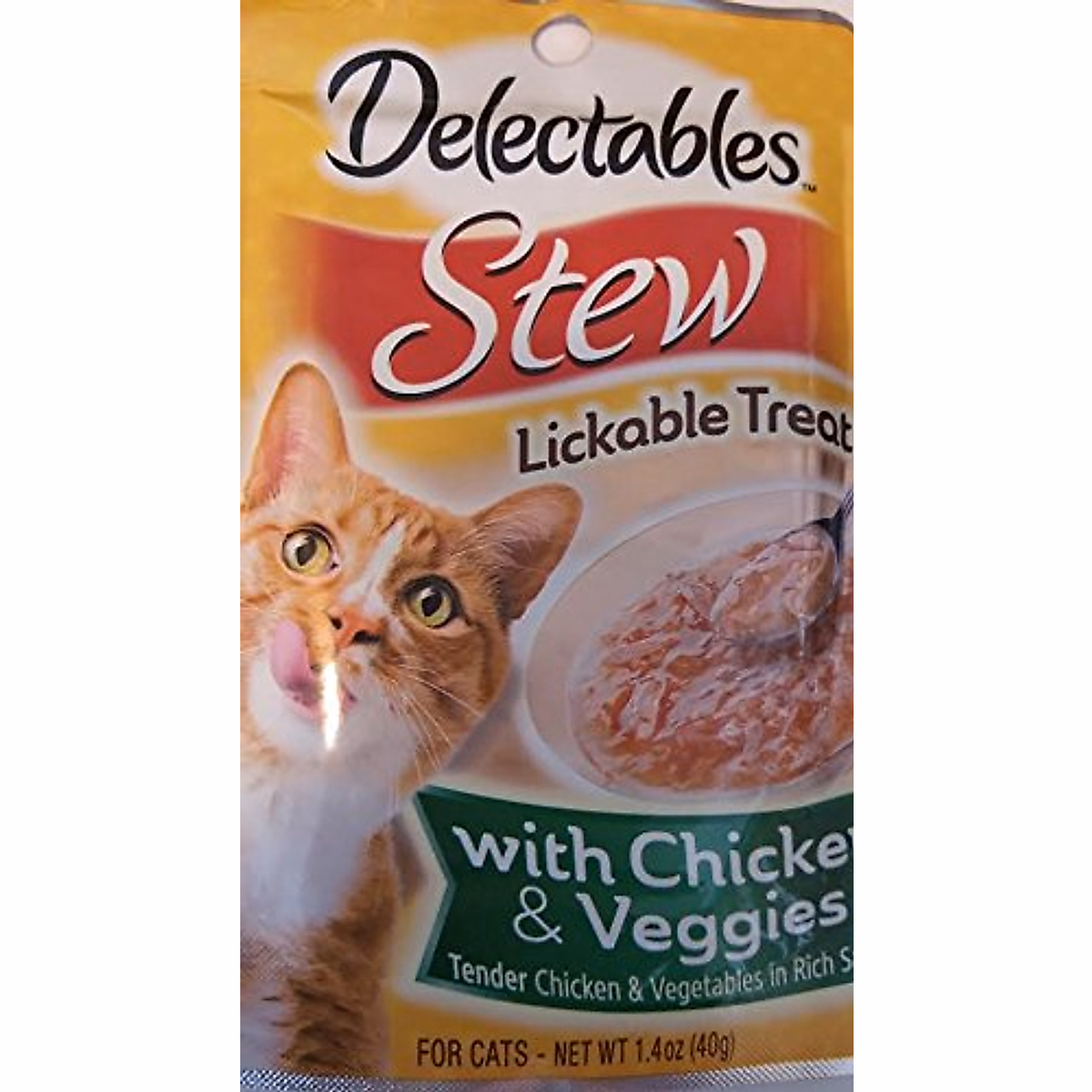 Delectables Stew Lickable Treat With Chicken & Veggies in Rich Sauce (4-POUCHES) (NET WT 1.4 OZ EACH)