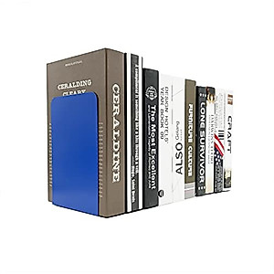 JIARI 2 Pair Book Ends, Bookends, Book Ends for Shelves, Book Shelf Holder, Metal Bookends, Book Organizer for Home Office Library (2 Pair Blue)