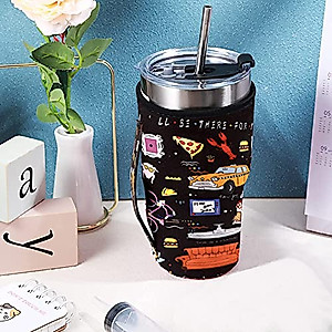 4Pack Friends TV Show Merchandise,Friends 30oz Stainless Steel Tumbler with Lids,Friends Makeup Bag,Friends TV Show Gifts,Friends Inspired Gifts for Fans,Gifts for Her,Wife,Mom, Coworkers,Sister,Aunt