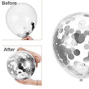 RIIMUHIR White Silver Confetti Party Balloons - 60 Pcs 12inch White Pearl Silver Metallic Chrome Latex Balloon Set with 33Ft Silver...