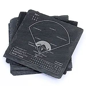 Greatest Royals Plays: Slate Coasters (Set of 4) | Best Gift Idea for Sports Lovers | Royals Historic Moments Gifts