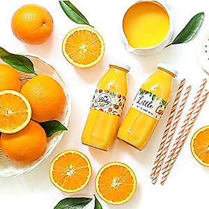 48 Pieces Little Cutie Baby Shower Water Bottle Labels Orange Water Bottle Wrapper Stickers Party Favors Decorations for Boy Girl Baby Shower, 3 Styles (Cute Style)