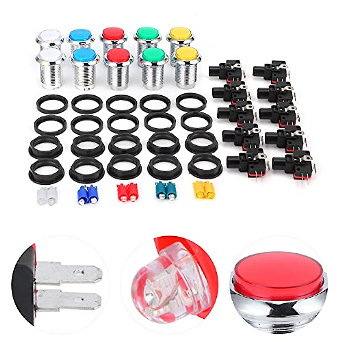 Shanrya Reset Button, Game Accessory Switch Arcade Button Easy to Install Translucent for Amusement Park for Game Machine for Outdoor