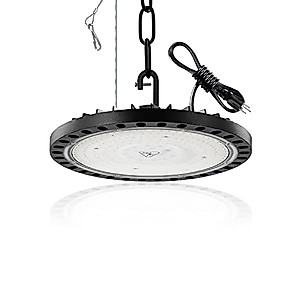 LED High Bay Light, 200W UFO LED High Bay Lights, 24000LM 5000K LED Shop Lights with US Plug 5' Cable Bay Lights, IP65 Warehouse Light, Area Light Bay Lighting for Shop Garage Barn Warehouse Workshop