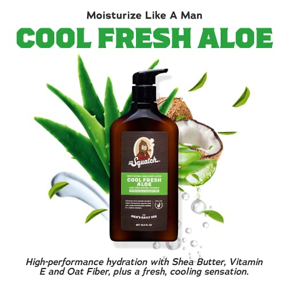 Dr. Squatch Men's Natural Lotion Non-Greasy Men's Lotion - 24-hour moisturization hand and body lotion - Made with Shea Butter, Coconut Oil, Vitamin E, & Menthyl Lactate - Cool Fresh Aloe (2 Pack)