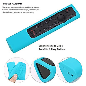 2-Pack AKWOX Protective Remote Cover Case for NVIDIA Shield TV Pro/4K HDR Remote Controller Series, Light Weight Shockproof Anti-Slip Silicone Skin with Hand Strap - Night Glow Blue/Green