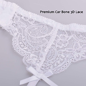 Women's Lace Garter Belt for Thigh High Stockings(White)