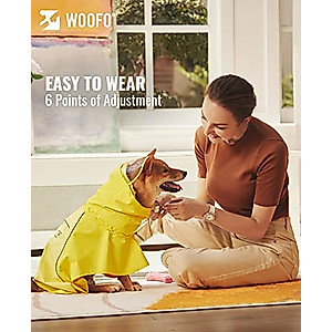 WOOFO Dog Rain Poncho, Waterproof & Windproof Dog Rain Coat for Wet Weather|Super Adjustable, Designed with Leash Hole and Reflective Strip，Size Small