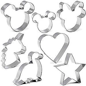 Cookie Cutter for Kids,Mouse Unicorn Dinosaur Heart Star Shapes Stainless Steel Cookie Cutters Mold for Cakes,Biscuits and Sandwiches