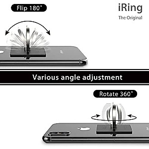 iRing Link, Made in Korea, Wireless Charging Friendly Phone Holder - Cell Phone Ring Grip Finger Holder and Stand Compatible with iPhone, Galaxy, and Other Smartphones(Matt Black)