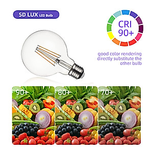 SD LUX Vintage Edison Light Bulb 8W 1000LM dimmable 100W Equivalent LED Bulb G30 Globe, Warm White 2700K E26 Medium Base, 2 pcs (2)