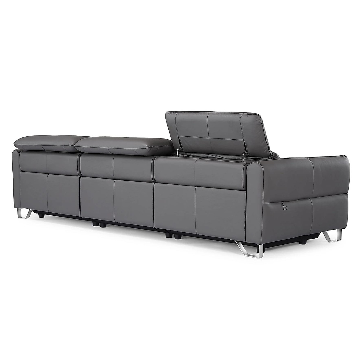 ZURI Modern Macau Reclining Leather Sofa in Slate