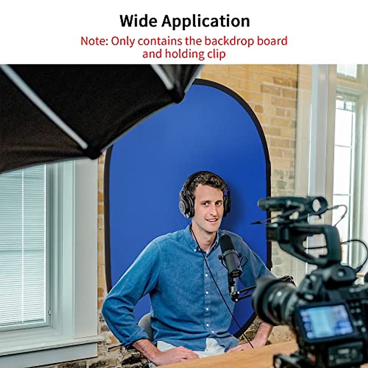 Selens 5x6.6ft Blue Grey Backdrop for Photography, 2-in-1 Pop Up Collapsible Photo Background with Clip and Carry Case for YouTube Videos Studio Props