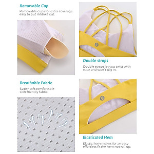 RUNNING GIRL Strappy Sports Bra for Women, Sexy Crisscross Back Medium Support Yoga Bra with Removable Cups (WX2354 Yellow, XL)