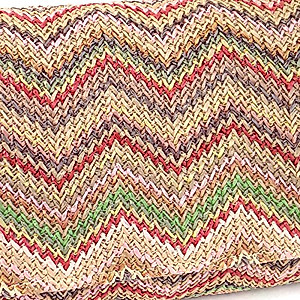Multi Color Chevron Straw Clutch, Multicolor