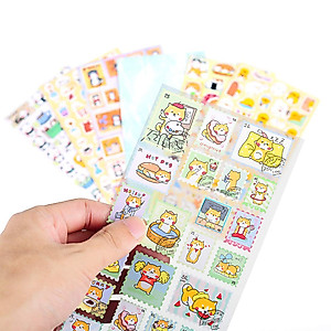 6 Sheets Small Cute Cat Panda Letter Stickers Korean Stationery Stickers Laptop and Water Bottle Decal Sticker Photo Planner Stickers for DIY Arts and Crafts,Life Daily Planner,Calendars (6pcs Animal)