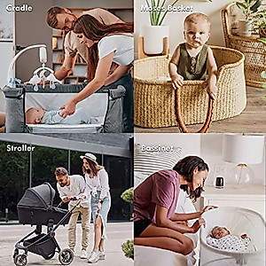 Jersey Knit Bassinet Sheet Set, Suitable for Cradles and Moses Baskets, Fitted Stretch, Fits Most Mattresses and Pads, Soft Material, for Boys and Girls, 30" x 16" x 2", White, 2 Pack