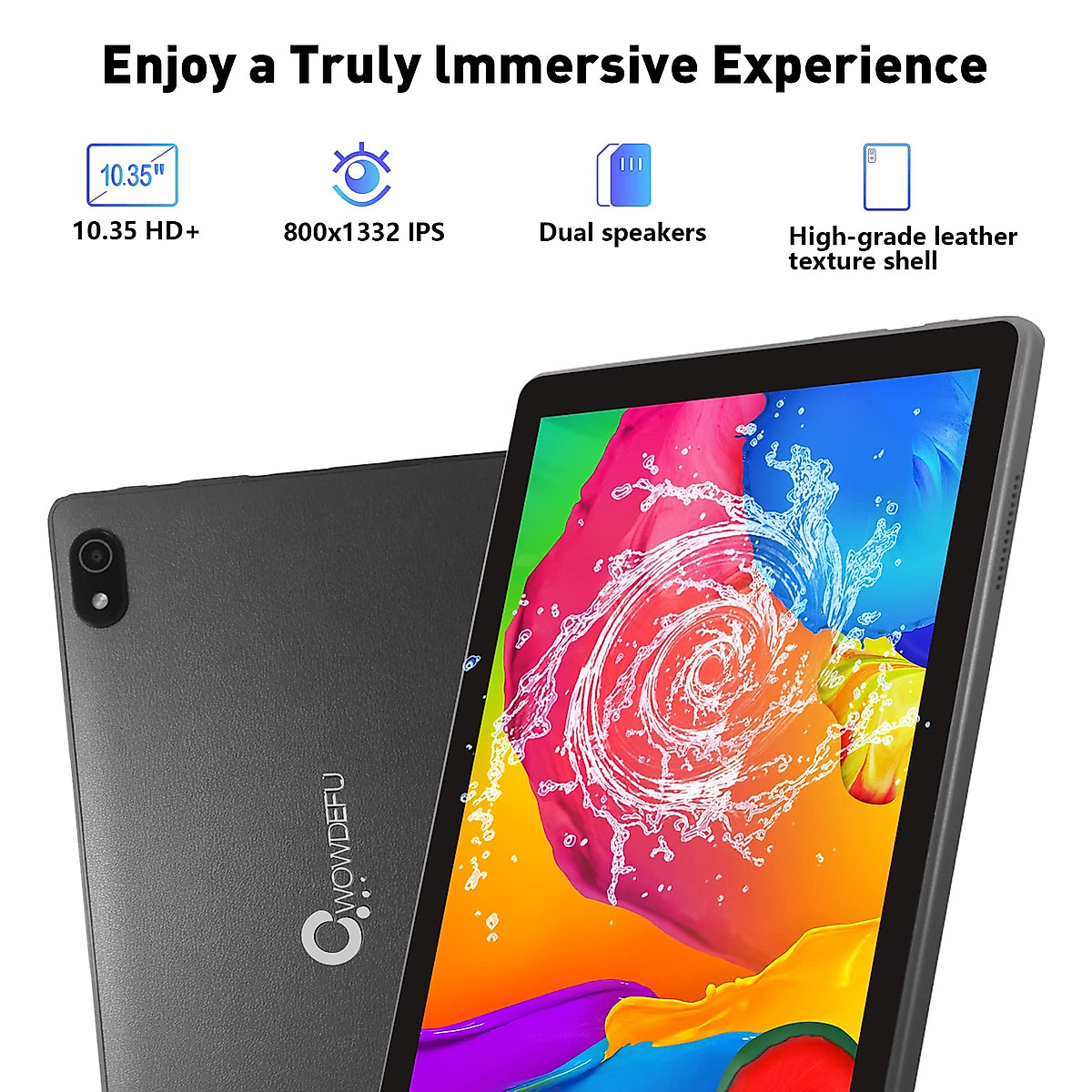Tablet 10 Inch,Android 11 Tablet AX WiFi 6+2.4&5GWifi,3GB RAM 32GB ROM Storage,IPS HD 1332x800 Screen,Quad Core Processor,5MP+8MP Camera,Bluetooth 5.0,6000 mAh Battery,Leather Fine Grain(Grey)