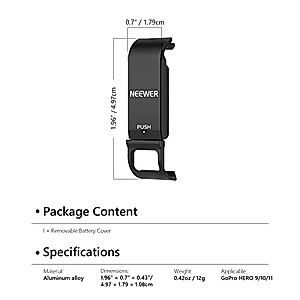 Neewer Protective Cover Replacement Door Compatible with GoPro Hero 10/Hero 9 Black, Battery Charging Door Vlog Accessory Compatible with GoPro 10 9 Action Camera - ST19
