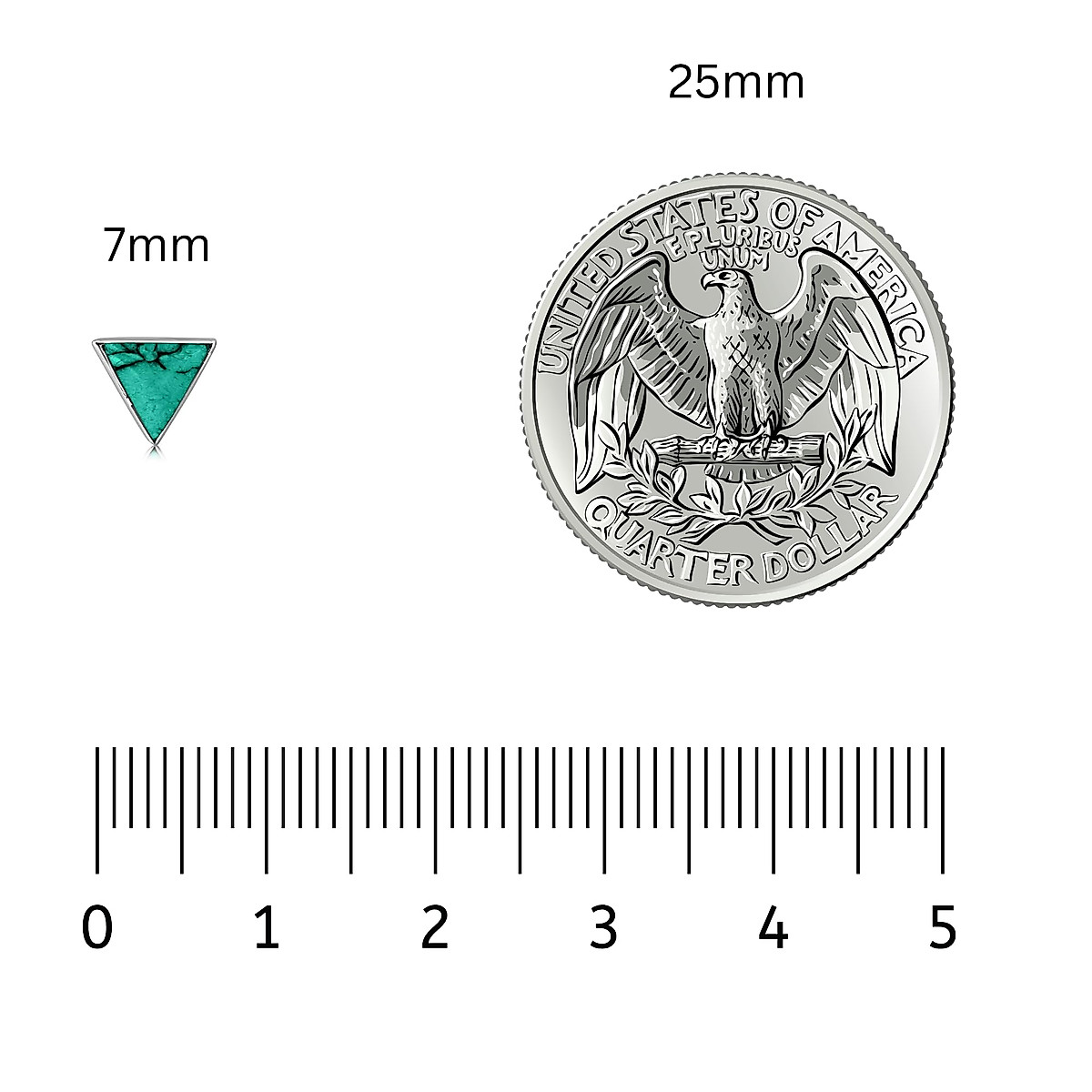 Handmade Turquoise Gemstone Square 5mm Stud Earrings, 925 Sterling Silver Studs for Women, Cartilage Earring, Tarnish & Water Resistant, By Miya Jewelry Creations