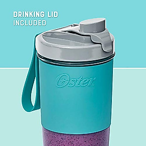 Oster Blend Active Portable Blender with Drinking Lid, USB Chargeable Personal Blender, Teal