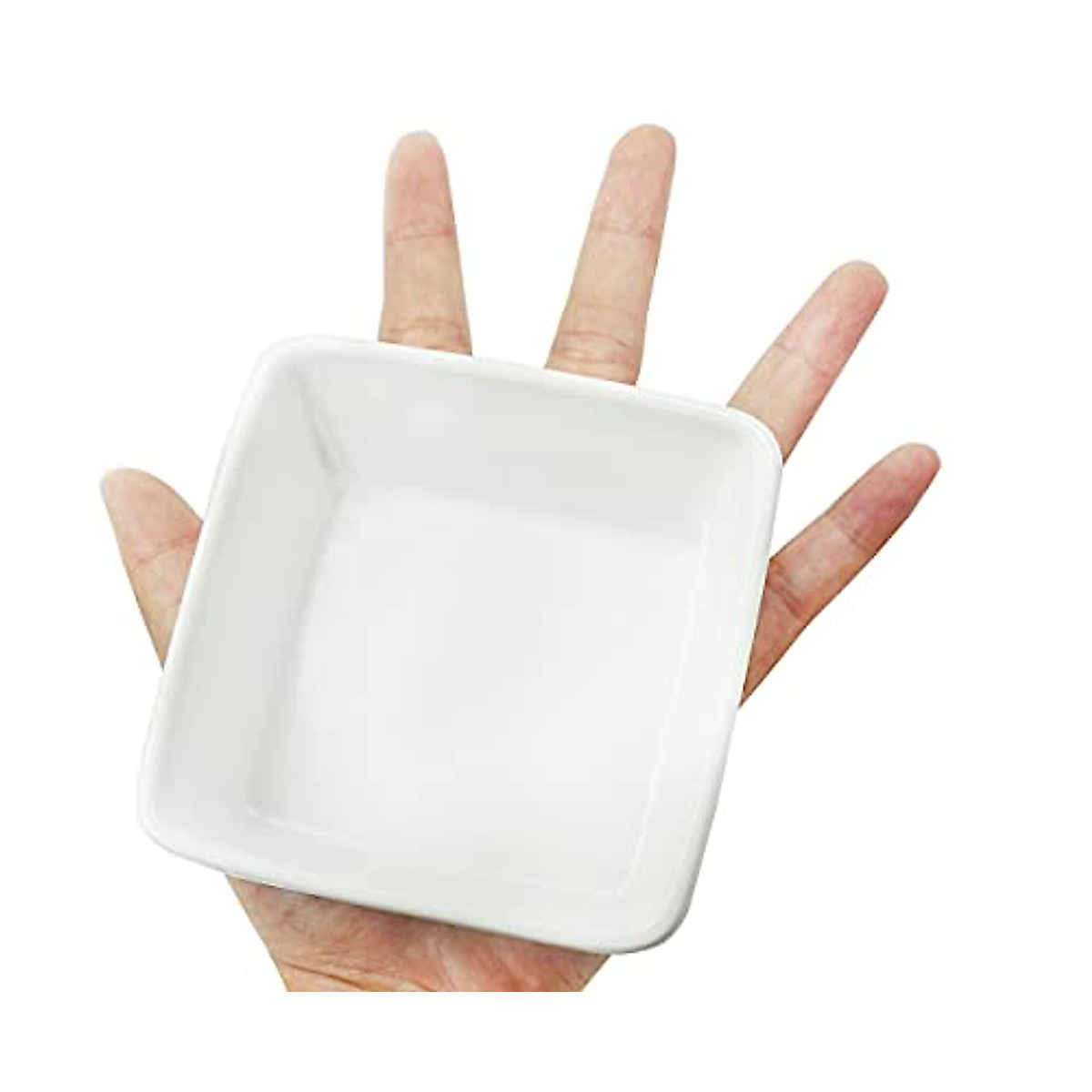 KUAO 2-Piece Set Hamster Feeding Bowl Square Ceramic White and Green Small Animal Dishes Food and Water Bowl with a Bamboo Shelf for Hamsters Guinea Pig Gerbil Hedgehog Rabbit and Little Cat