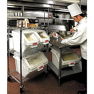 Rubbermaid Commercial Products ProSave Shelf Food Ingredient Bin with Scoop, 100-Cup, White, Kitchen Food Storage Sugar/Grains/Rice/Baking Supplies