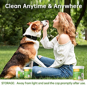 Ancopaws Teeth Cleaning for Dogs & Cats - Dental Care Finger Wipes to Remove Bad Breath - Pet Toothbrush Plaque and Tartar Remover - Tooth Brushing Kit (50 Count)