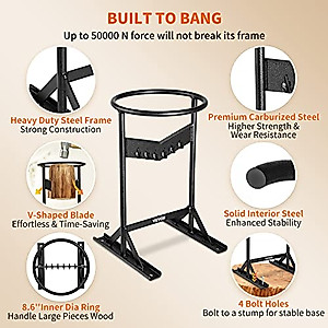 VEVOR Firewood Kindling Splitter, 9''x17'' XL Wood Splitter, Unique V-Shaped Finger-Safety Blade, Manual Log Splitter for Wood Splitting, Heavy Duty Strong Steel Structure & Stability, Log Splitter