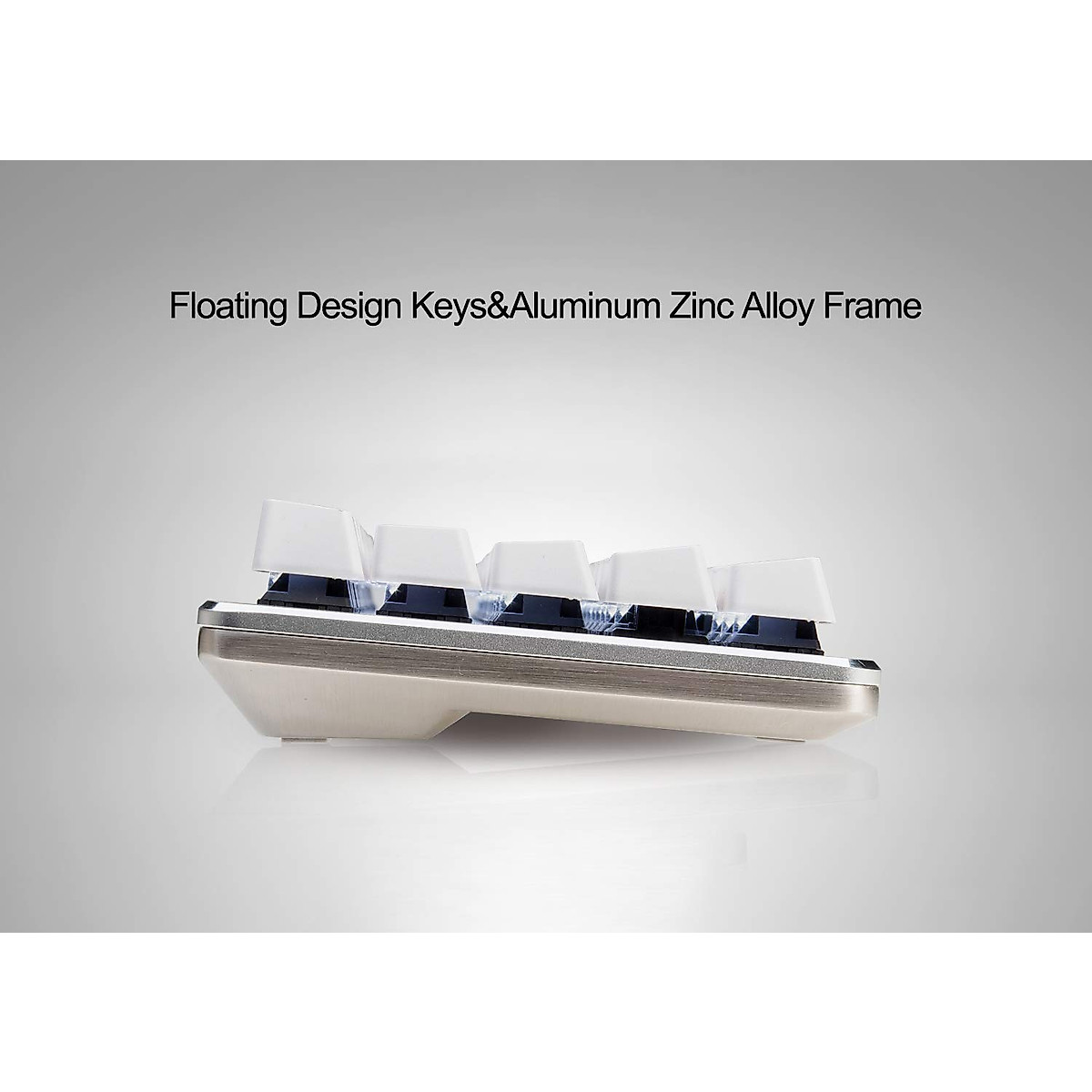 EPOMAKER AJAZZ ZINC 68 Keys Bluetooth Wireless/Wired Gaming Mechanical Keyboard, with Aluminum Zinc Alloy Frame, White Backlight, 300 Hours Standby Time (Cherry Red Switch, White)