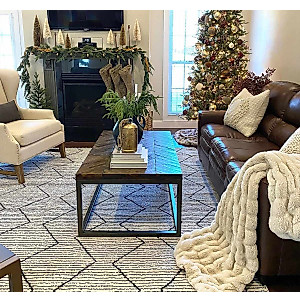 Hauteloom Casablanca Collection Living Room Bedroom Runner Rug - Cozy Moroccan Farmhouse Carpet - Black, Brown, Beige - 2'7" x 7'3"