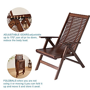 Chaise Lounge Chair for Outdoor,Patio Lounge Chair with 5 Adjustable Positions,Bamboo Chaise Lounge with Extendable Legs,Pool Recliner for Poolside Deck Backyard Lawn,Braun