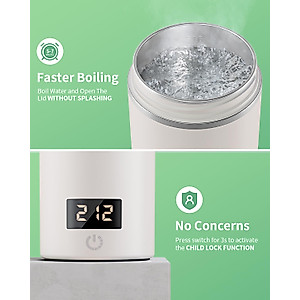 AIRMSEN Travel Electric Kettle with 6 Temperature Control, 4 Keep-Warm Modes - 500ml Portable Water Boiler Built-in 316 Stainless Steel - Mini Hot Water Kettle for Tea, Milk, Coffee - White