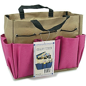 Allary Project Tote 9-1/2 Inch by 8-1/2 Inch by 5 Inch, Pink/Khaki by Allary