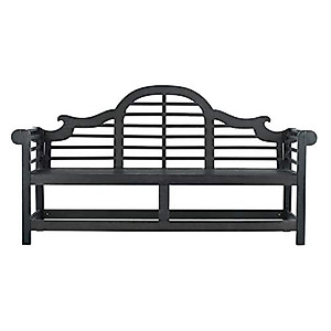 Safavieh PAT6705K Outdoor Collection Khara Grey Bench, Dark Slate Gray