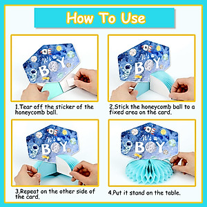 Outer Space Baby Shower Decorations for Boy - 8pcs Space Baby Shower Honeycomb Centerpieces, Planet Astronaut Space Table Toppers for Houston We Have a Boy Baby Shower Party Supplies