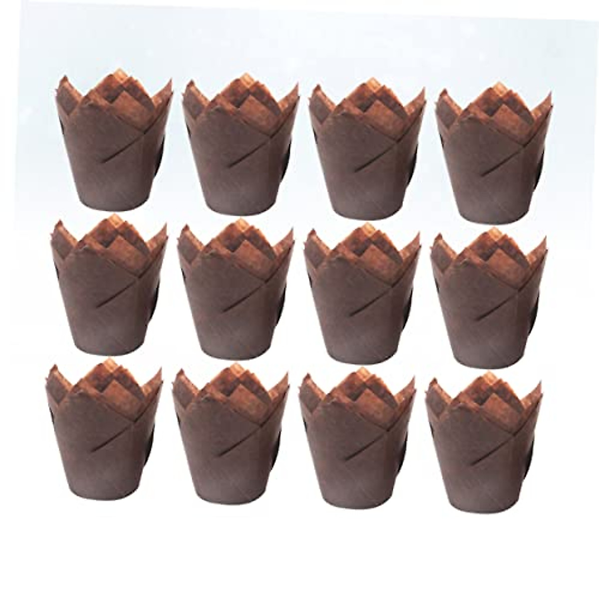 HEMOTON 150pcs Pink Tulips Mini Paper Cups Brown Wrapping Paper Butterfly Cupcake Liners Cookie Liners Muffin Tins Camouflage Pudding Cake Stand Bracket Coffee Mini Cake Boxes