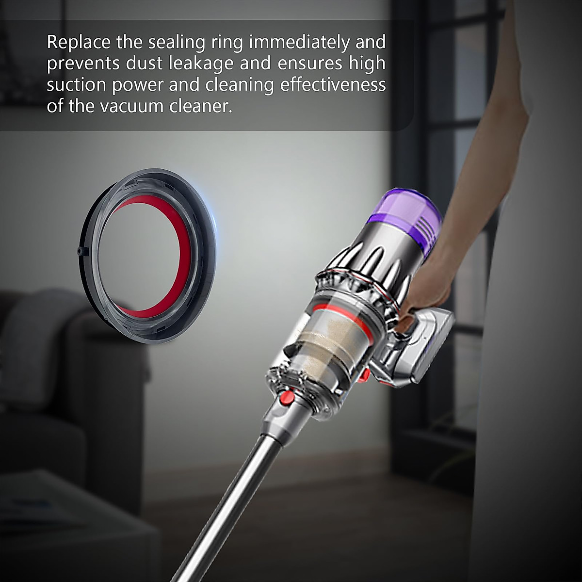 V11 V15 Dust Bin Sealing Ring Compatible with Dyson V11 SV14 SV15 V15 SV22 Canister Replacement Parts, Replacement for Dyson SV14 SV15 SV22 Animal Dust bin/Dirt Cup Accessories