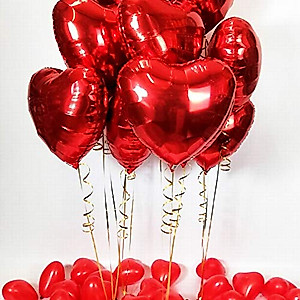 Valentine's Day Love Burlap Banner Red Heart Balloons Decoration kit, 25pcs Red Heart Latex Balloons with Black Red Plaid Love Banner for Valentines Decorations Anniversary Party Decorations