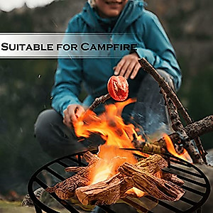 SIMOND STORE Fire Pit Grate, 24 - Inch Round Heavy-Duty Steel Black Finish Firewood Grate with Legs for Outdoor Fire Pits, Camping, Picnic & Gatherings