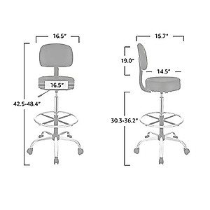 Amazon Basics Multi-Purpose Adjustable Drafting Spa Bar Stool with Foot Rest and Wheels - Black